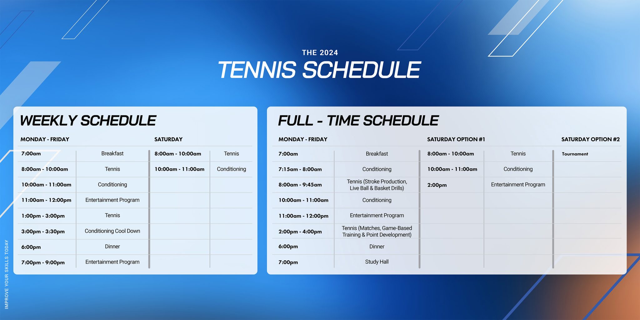 Tennis Academy and Camps, Weekly and Full-Time Programs