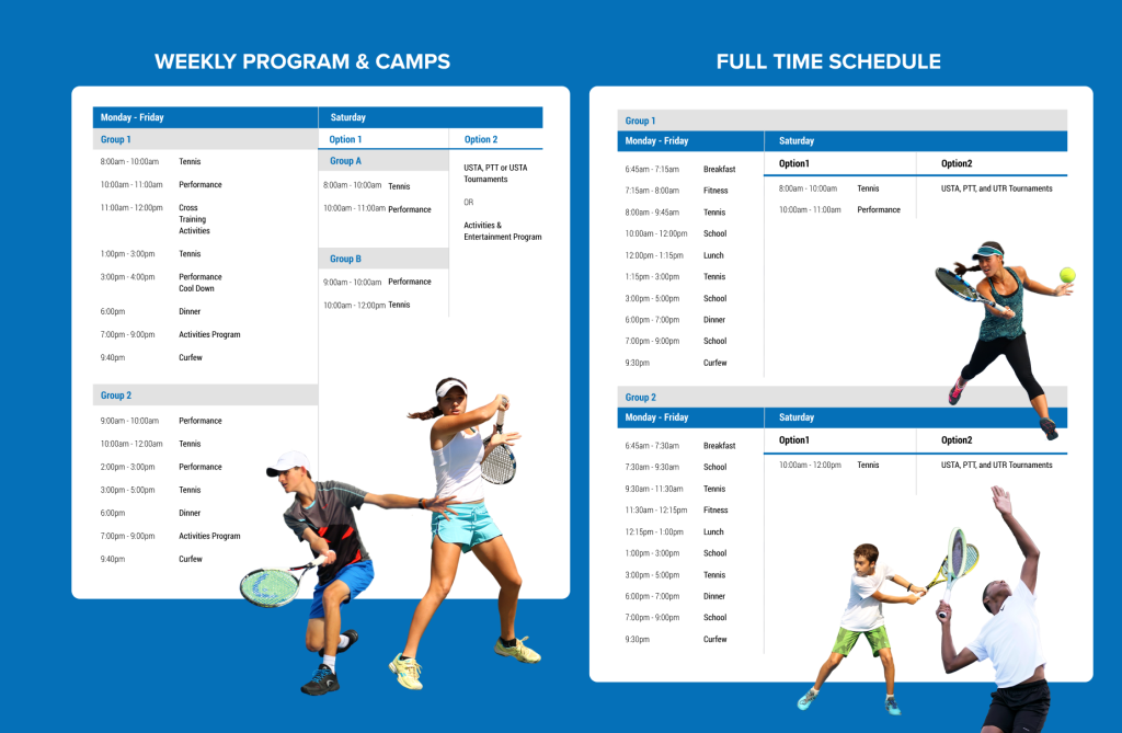 Tennis Academy and Camps, Weekly and Full-Time Programs